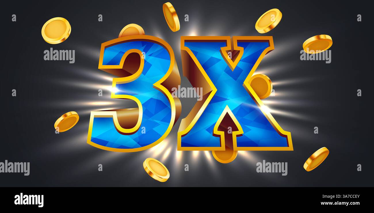 3x winner banner, promotion flyer, prize label. Vector illustration ...