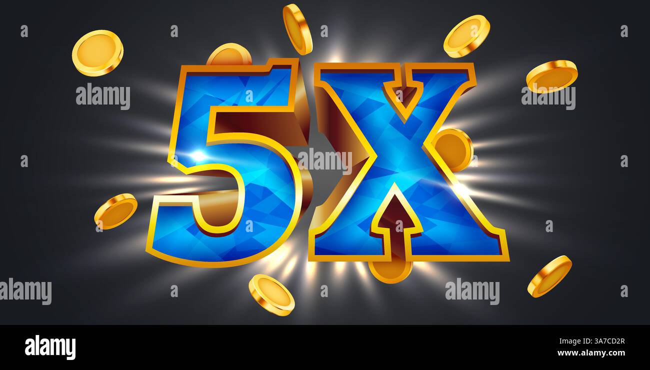 5x winner banner, promotion flyer, prize label. Vector illustration ...