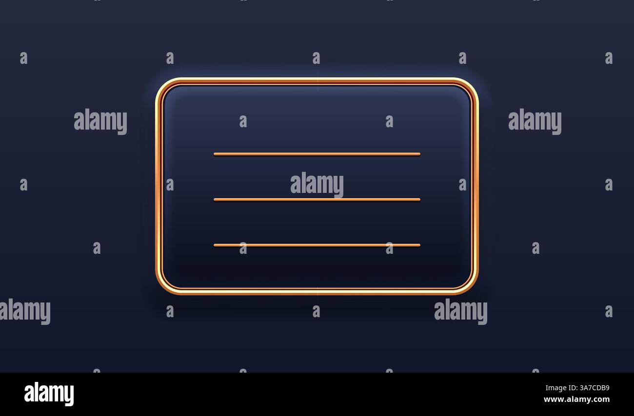 Golden frame label, event bar button, gold signboard. Vector Stock ...