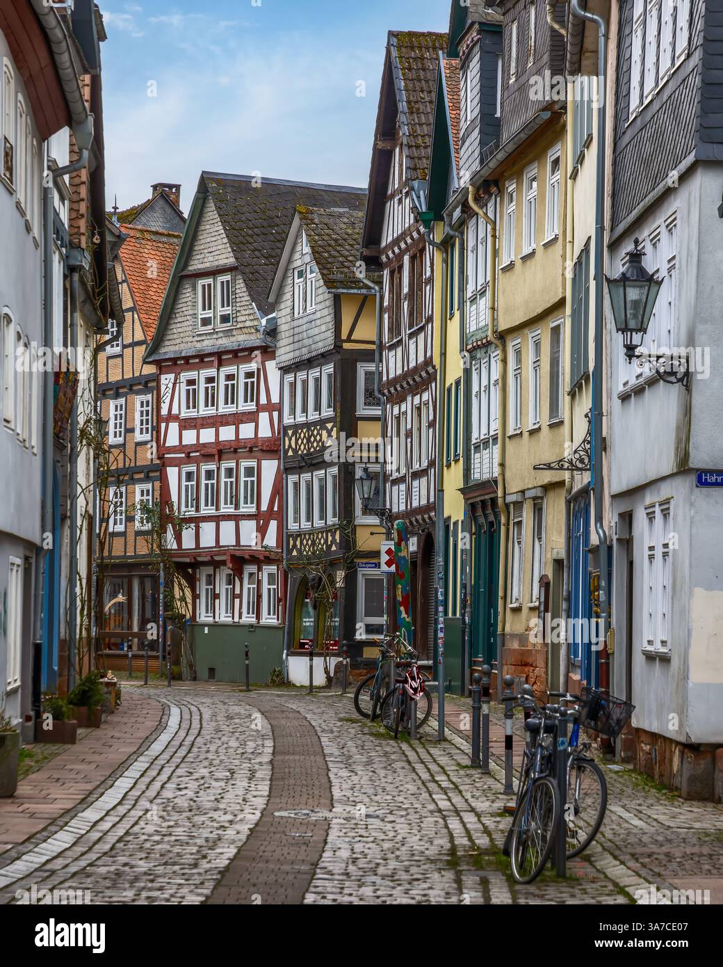 Beautiful old architecture in the old town of Marburg Stock Photo - Alamy
