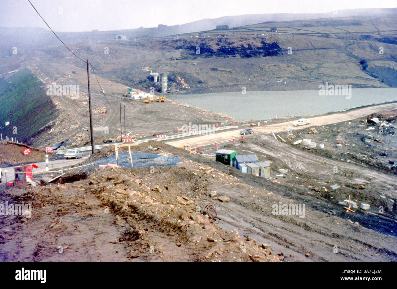 This 1969 photograph captures the construction of the M62 motorway ...