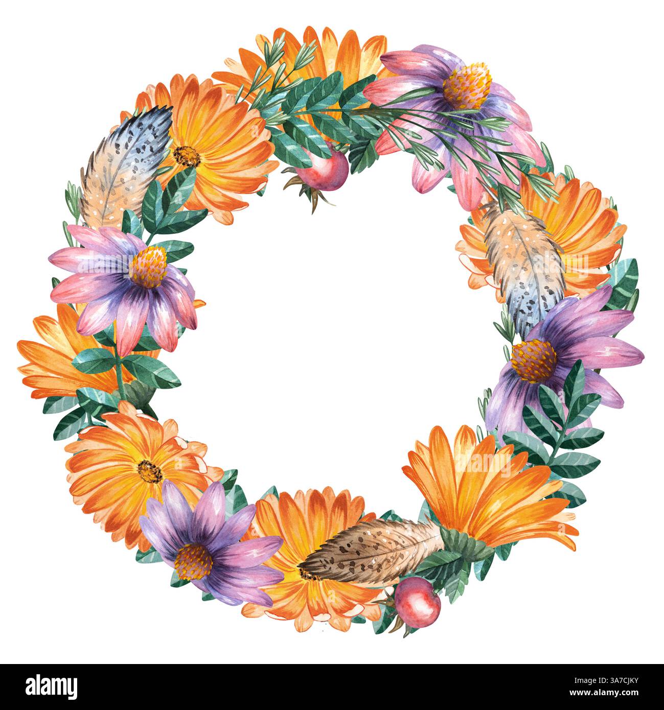 Herbology, wreath, flowers, rose, calendula, echinacea, rosemary ...