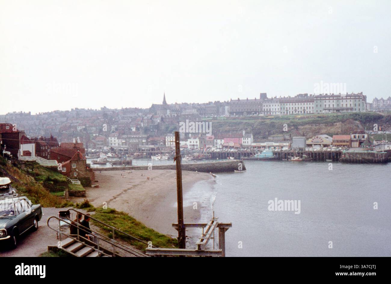 A 1969 photograph of Whitby Harbour in Yorkshire, captured on 35mm ...