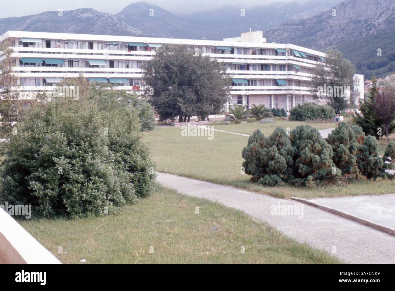 A 1972 photograph shows the modernist hotel buildings of the Slovenska ...