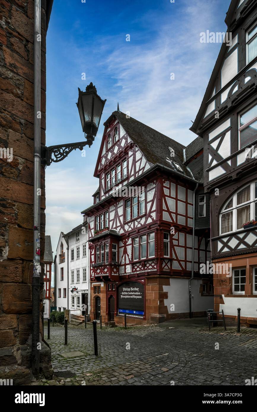 Beautiful old architecture in the old town of Marburg Stock Photo - Alamy