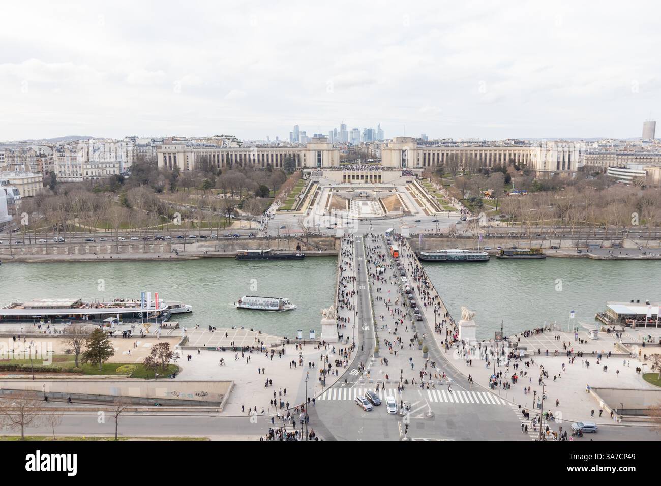 Paris city panorama with Pont d'Iena, Trocadero, Museum of Humanity ...