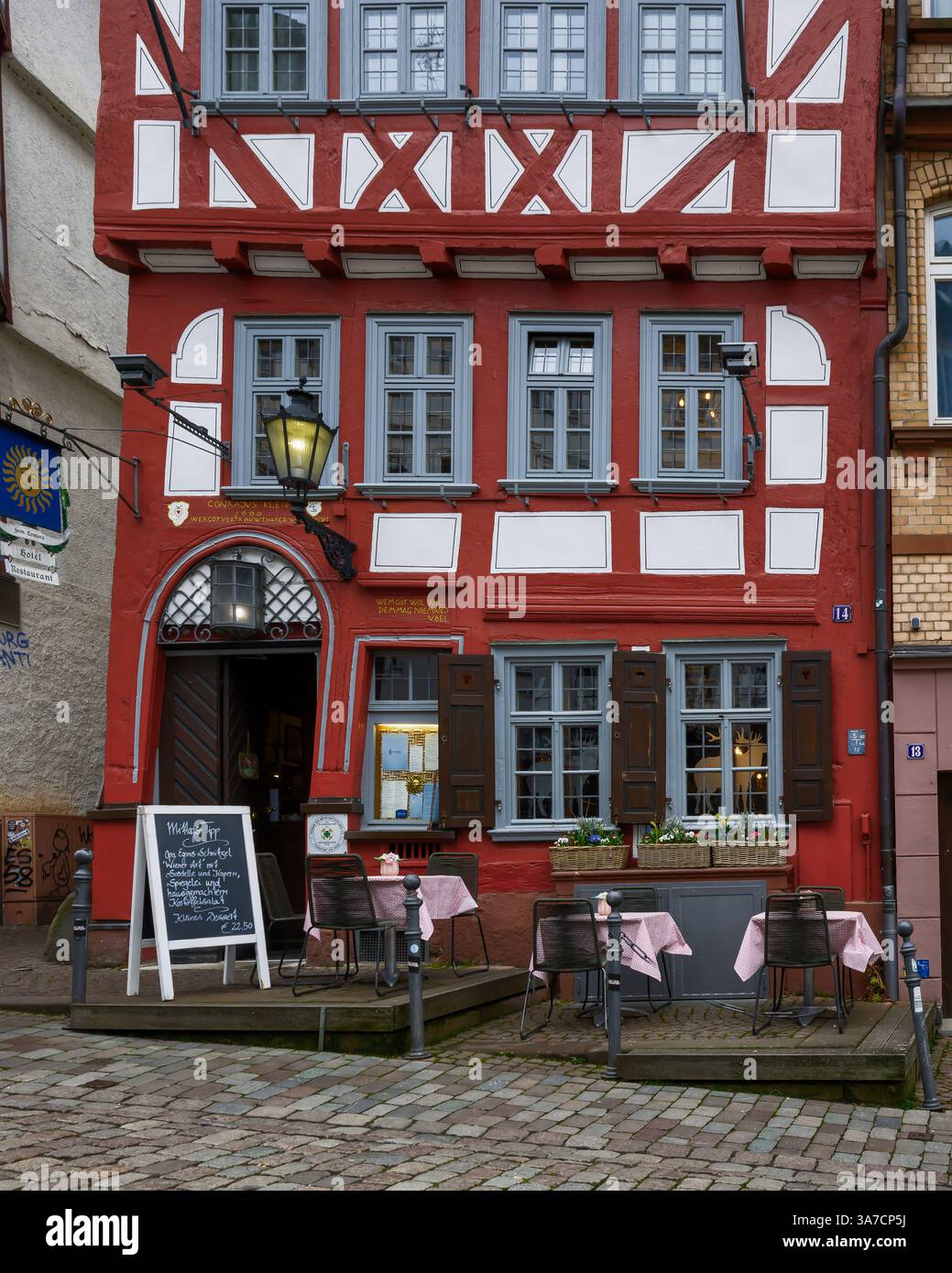 Beautiful old architecture in the old town of Marburg Stock Photo - Alamy