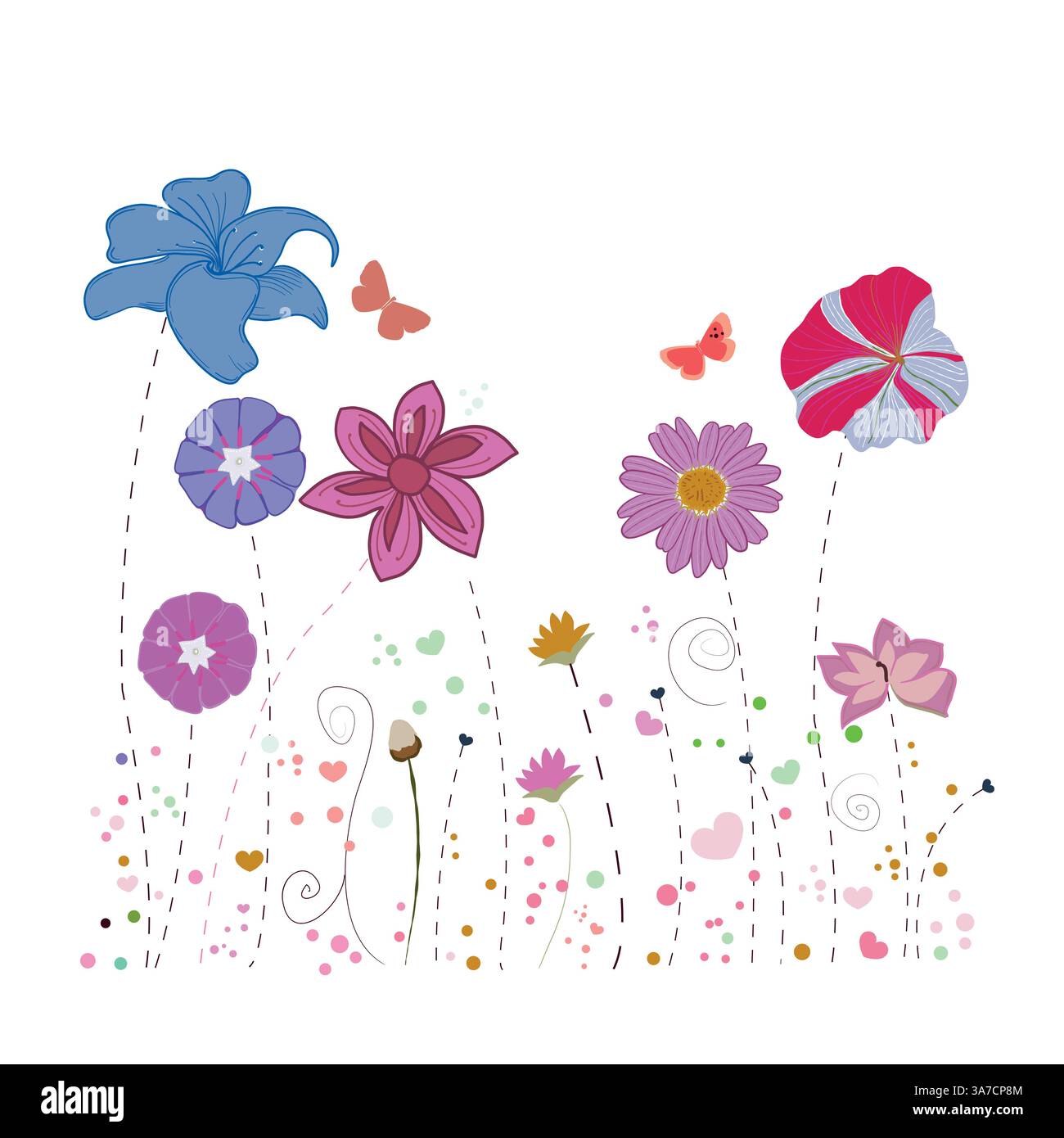 Spring time floral illustration design with butterfly Stock Vector ...