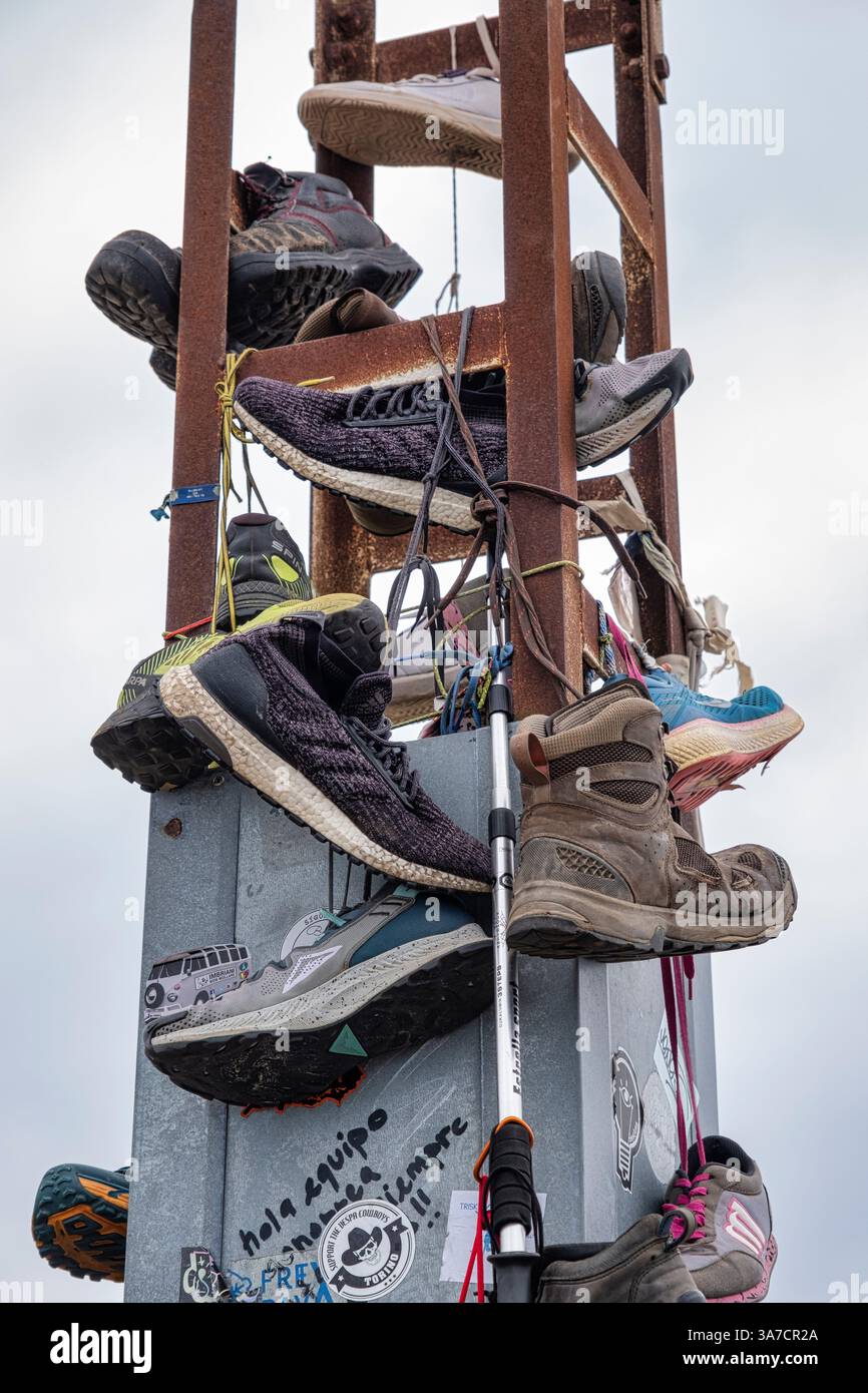 Abandoned pilgrim's boots at Cape of Finisterre (last station of the ...