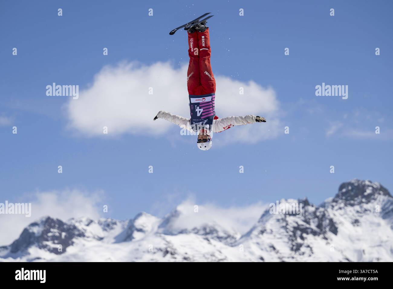 Lina Kozomara of Switzerland competes in the Aerials Mixed Team ...