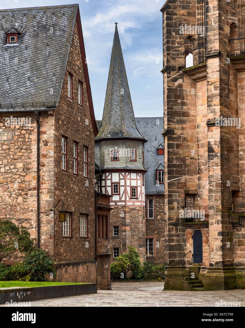 Beautiful old architecture in the old town of Marburg Stock Photo - Alamy