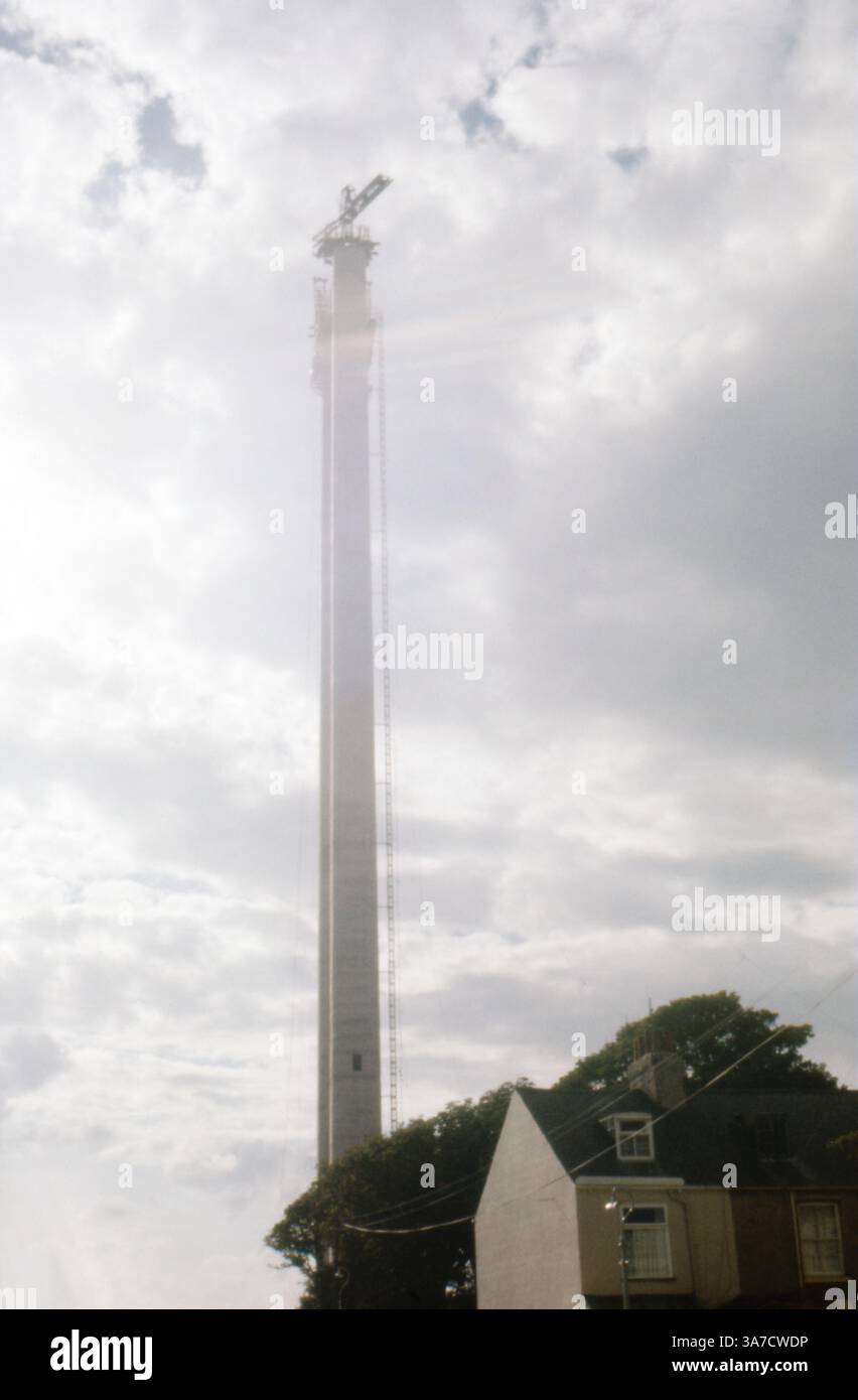 A towering support pylon of the Humber Bridge under construction in ...