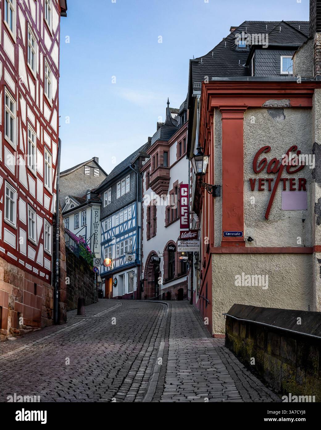 Beautiful old architecture in the old town of Marburg Stock Photo - Alamy