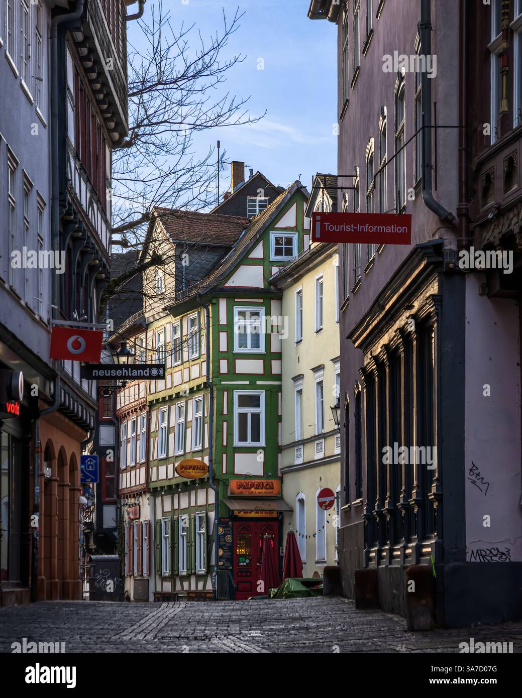 Beautiful old architecture in the old town of Marburg Stock Photo - Alamy