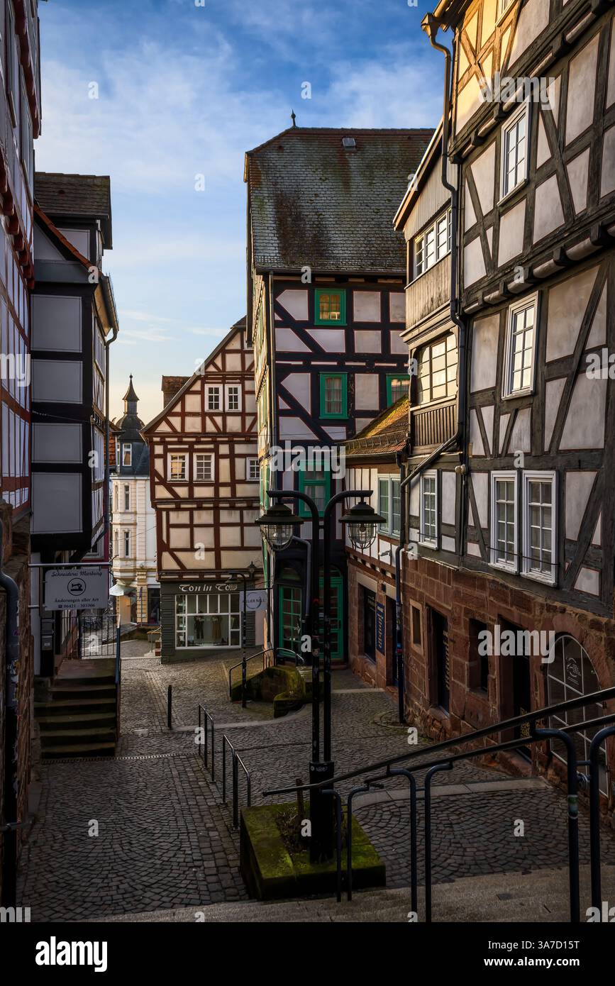 Beautiful old architecture in the old town of Marburg Stock Photo - Alamy
