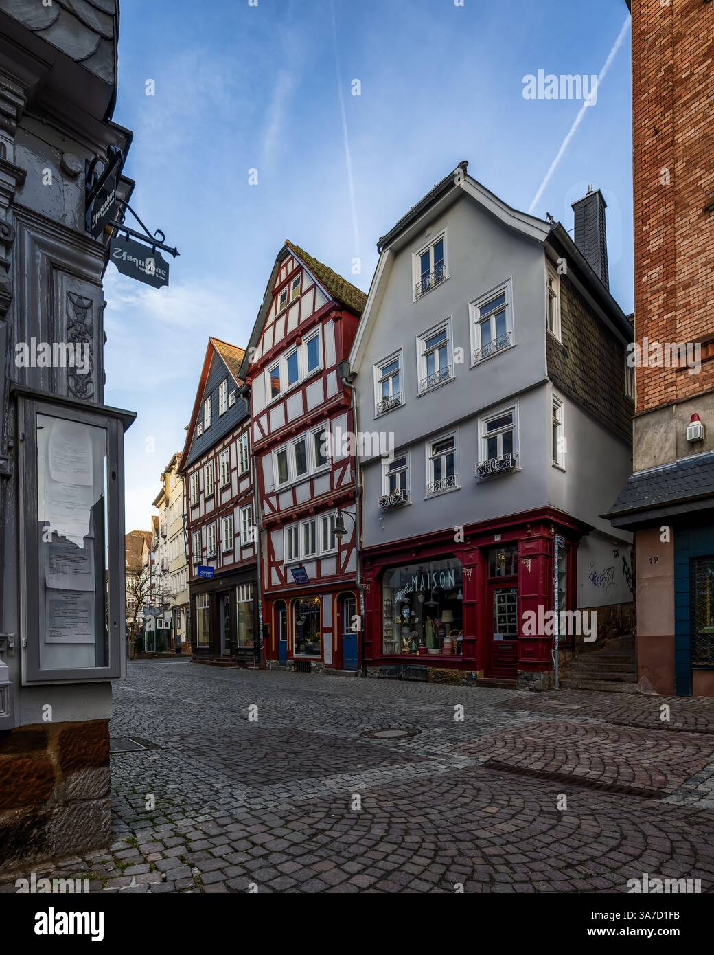 Beautiful old architecture in the old town of Marburg Stock Photo - Alamy