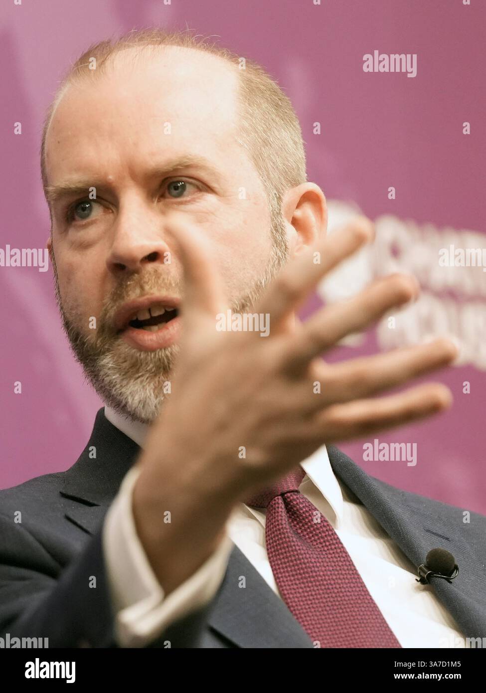 Business Secretary Jonathan Reynolds delivering speech at Chatham House ...