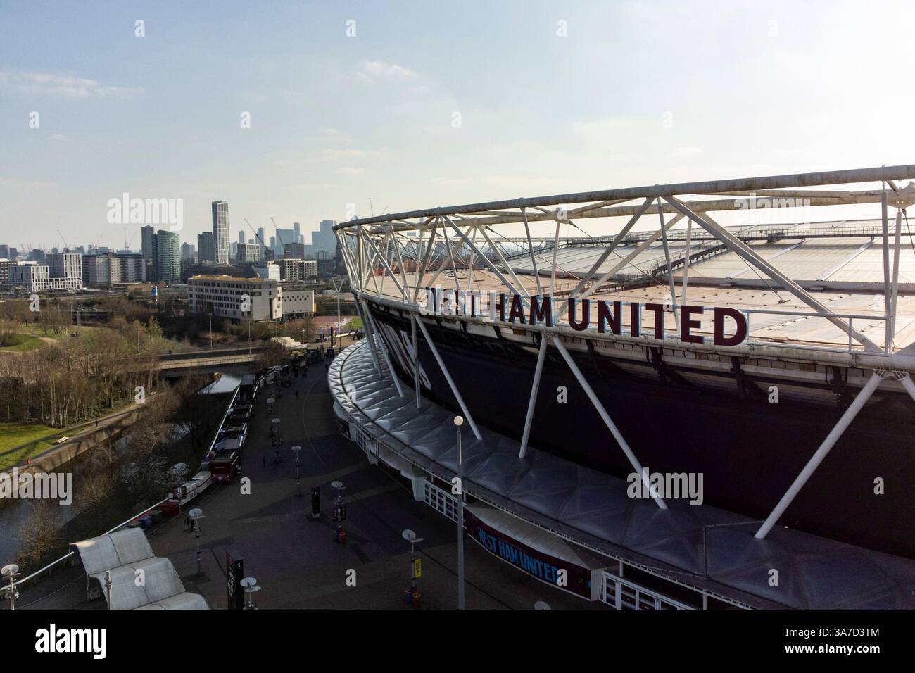 An aerial view of the London Stadium, home of West Ham United. Picture ...