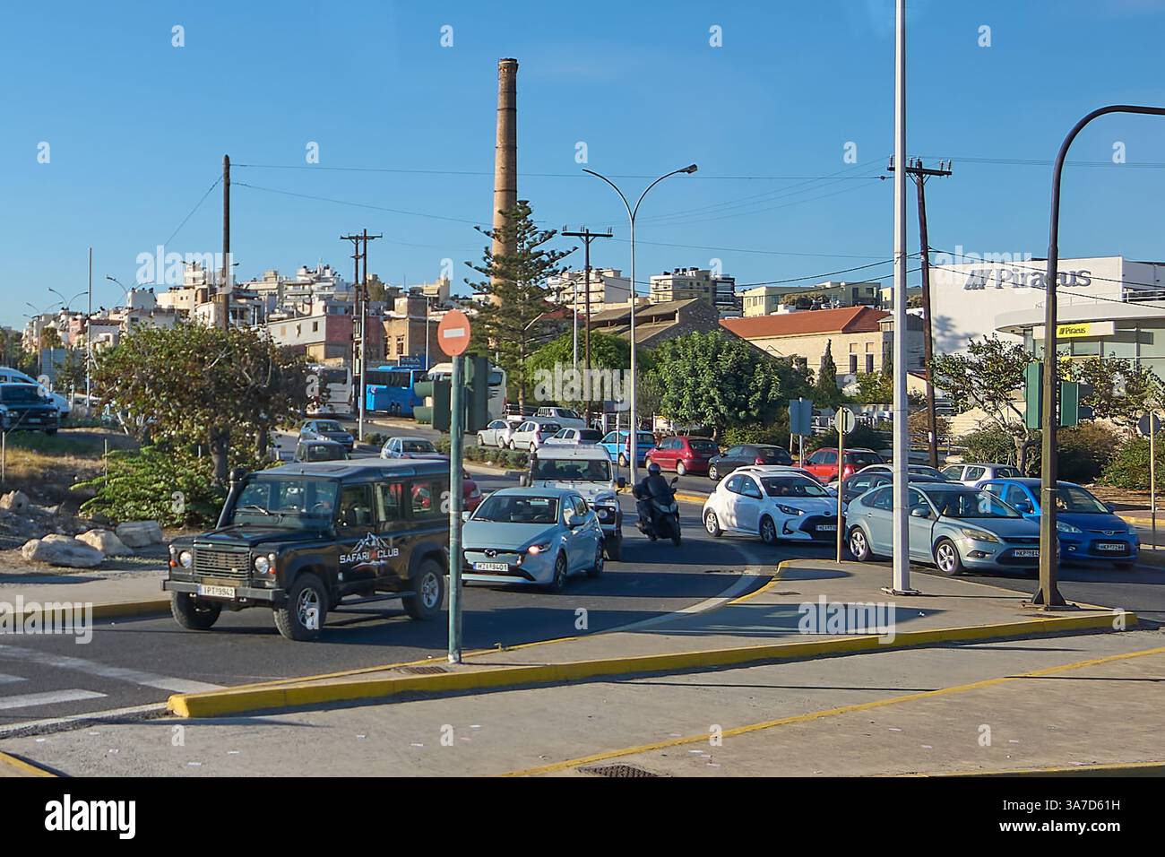 Crete.Greece - March 27, 2025: A bustling street in Crete, Greece ...