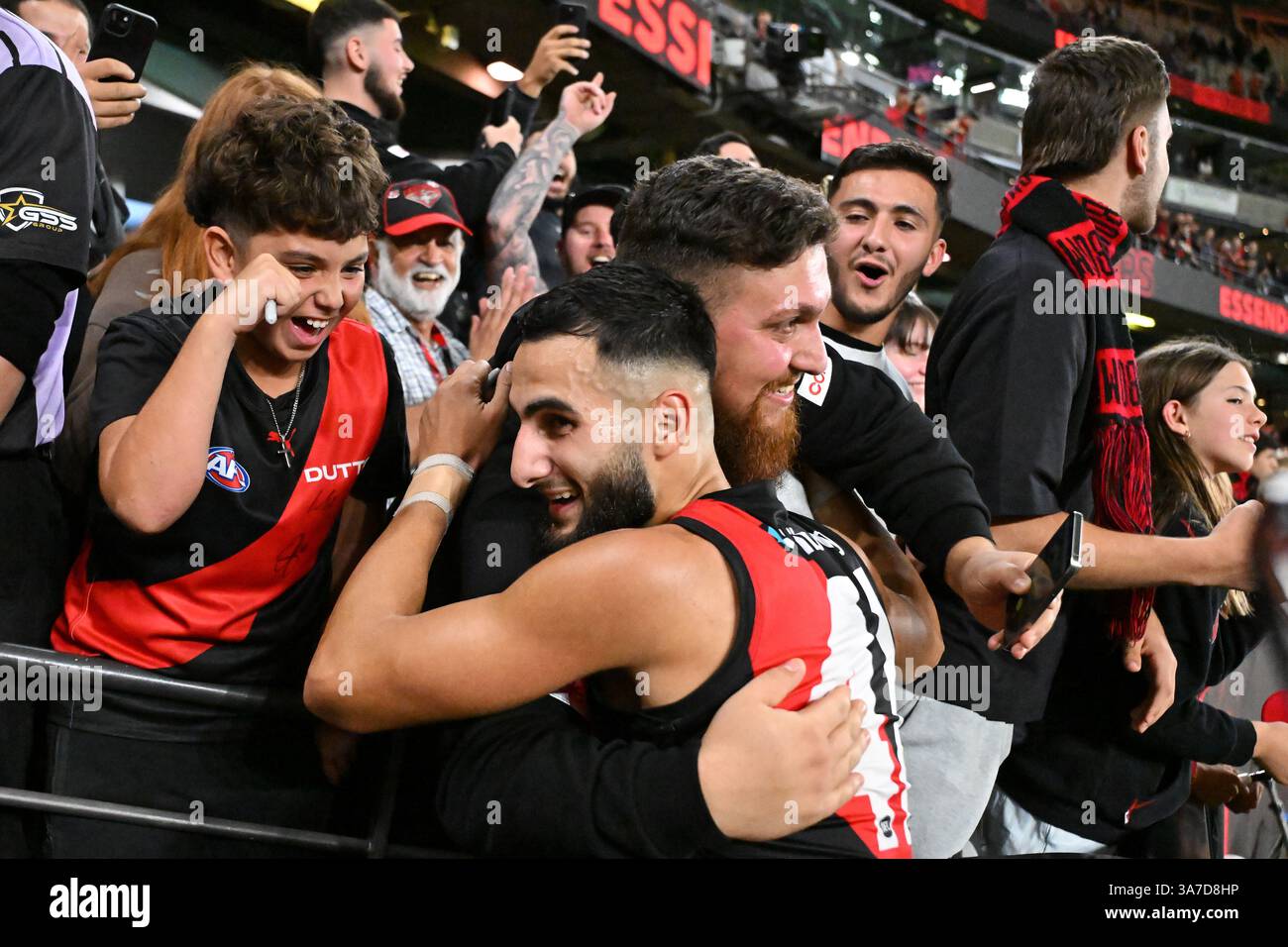 Melbourne, Australia. 27th Mar, 2025. Saad El-Hawli of Essendon with ...