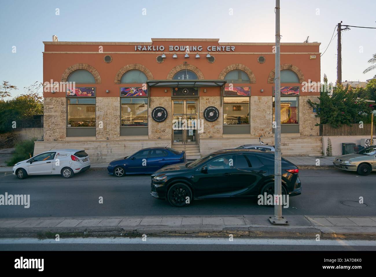 Crete.Greece - March 27, 2025: Exterior of Iraklio Bowling Center in ...