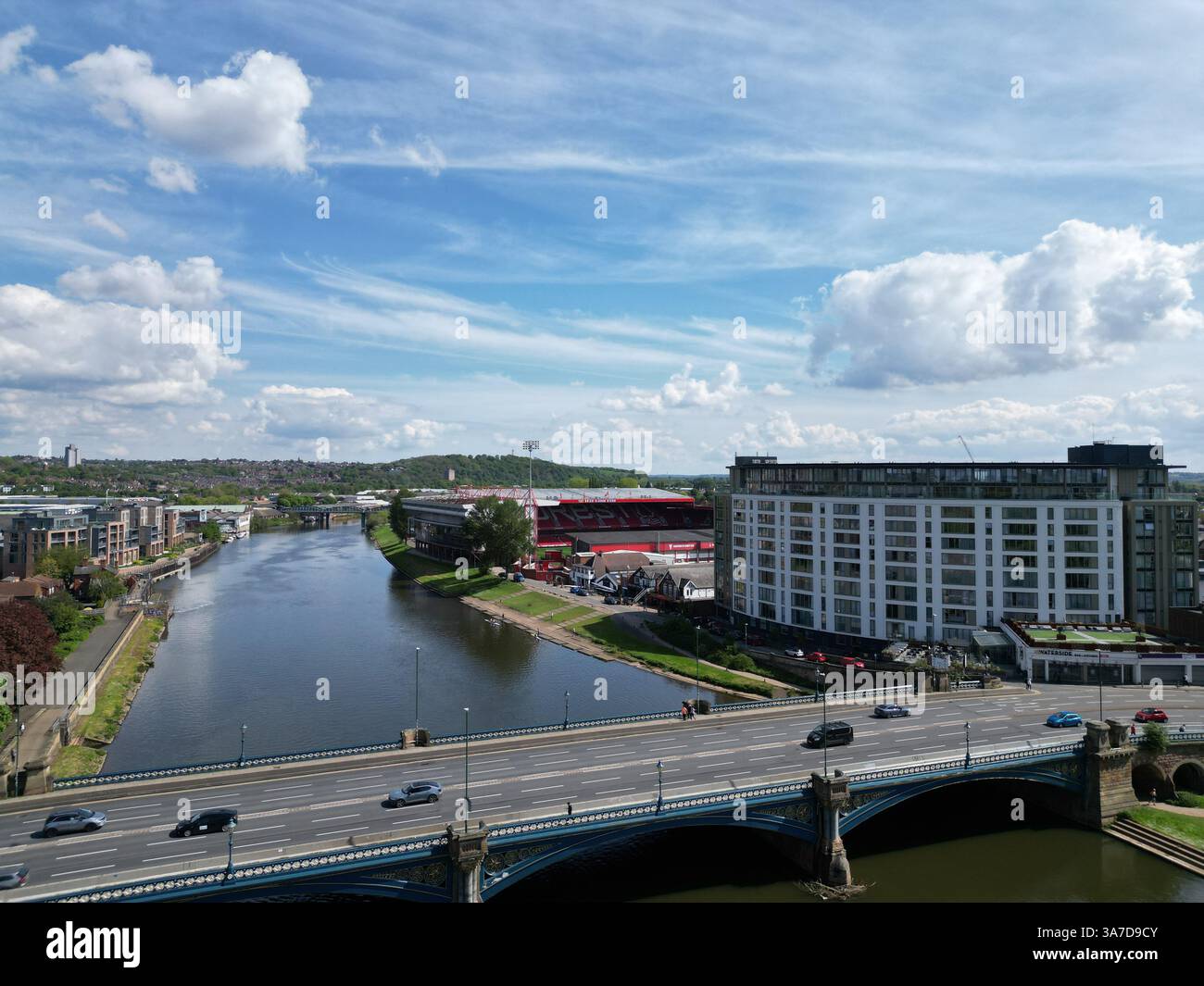 View of City Ground Nottingham from Trent Bridge taken with DJI drone ...