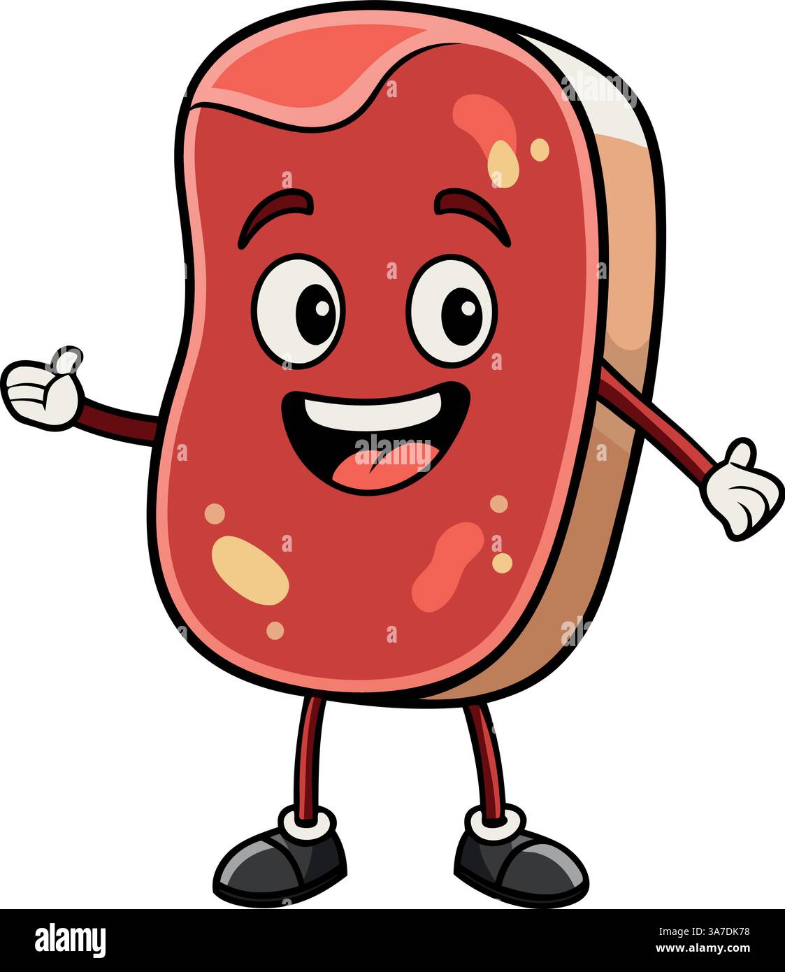 Smiling cartoon steak character with arms and legs in a funny food ...