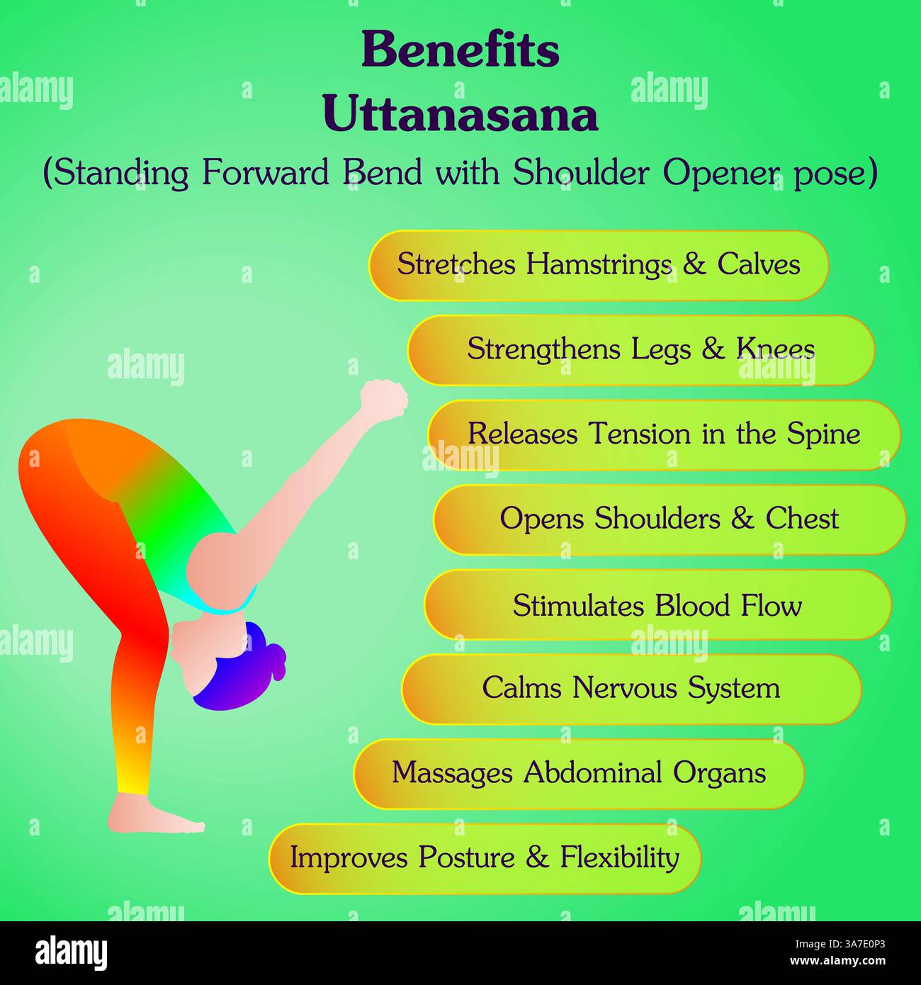 Benefits of practicing Uttanasana yoga pose. Standing Forward Bend with ...