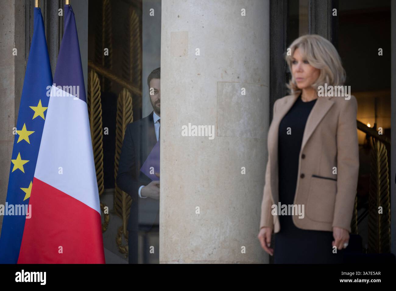 Paris, France. 27th Mar, 2025. (With Tristan Bromet) Brigitte Macron ...