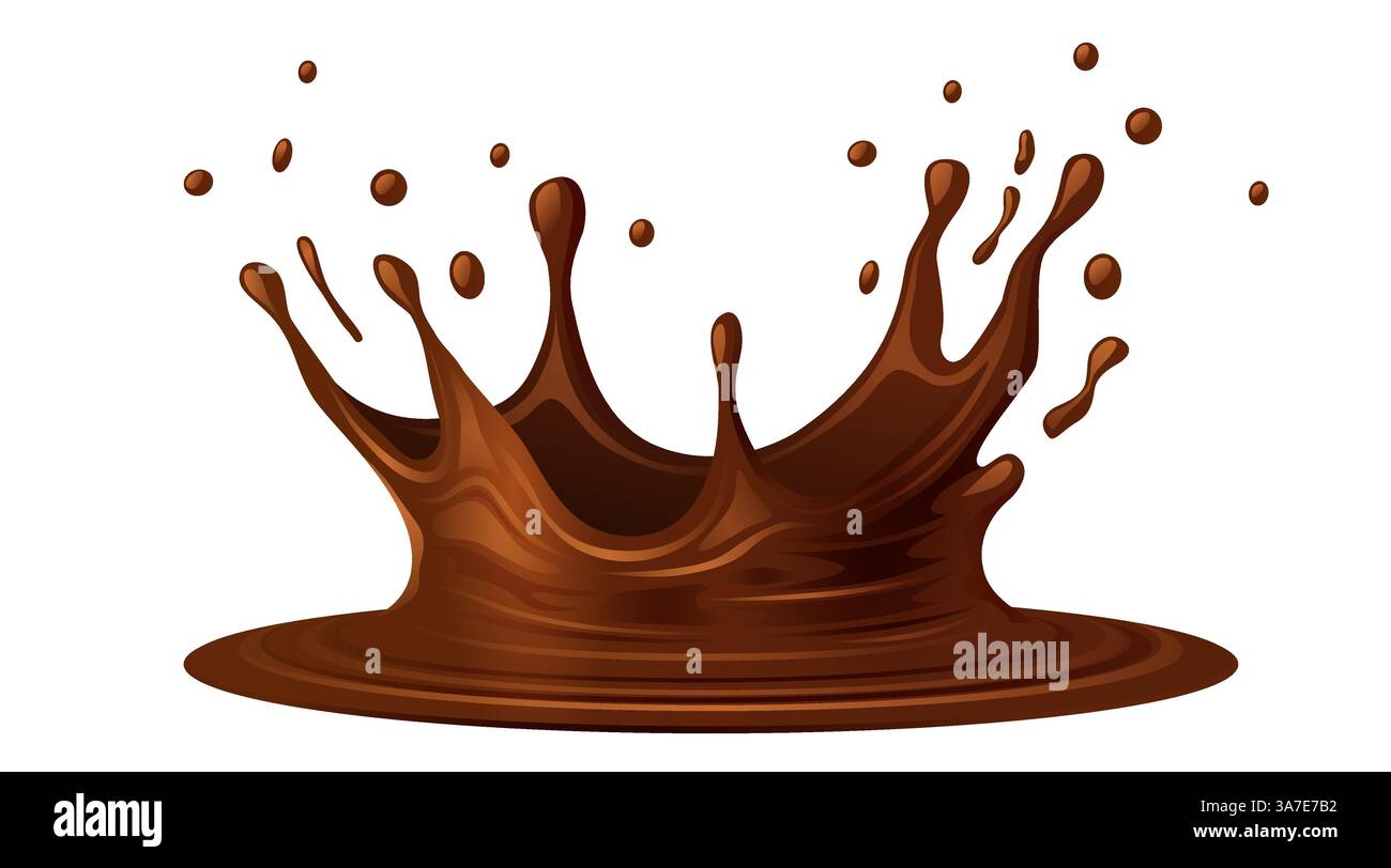 Realistic liquid chocolate splash isolated on white background. Splash ...