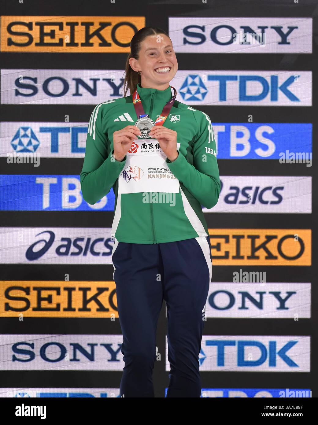 Kate O'Connor of Ireland (Silver) at the women’s pentathlon medal ...