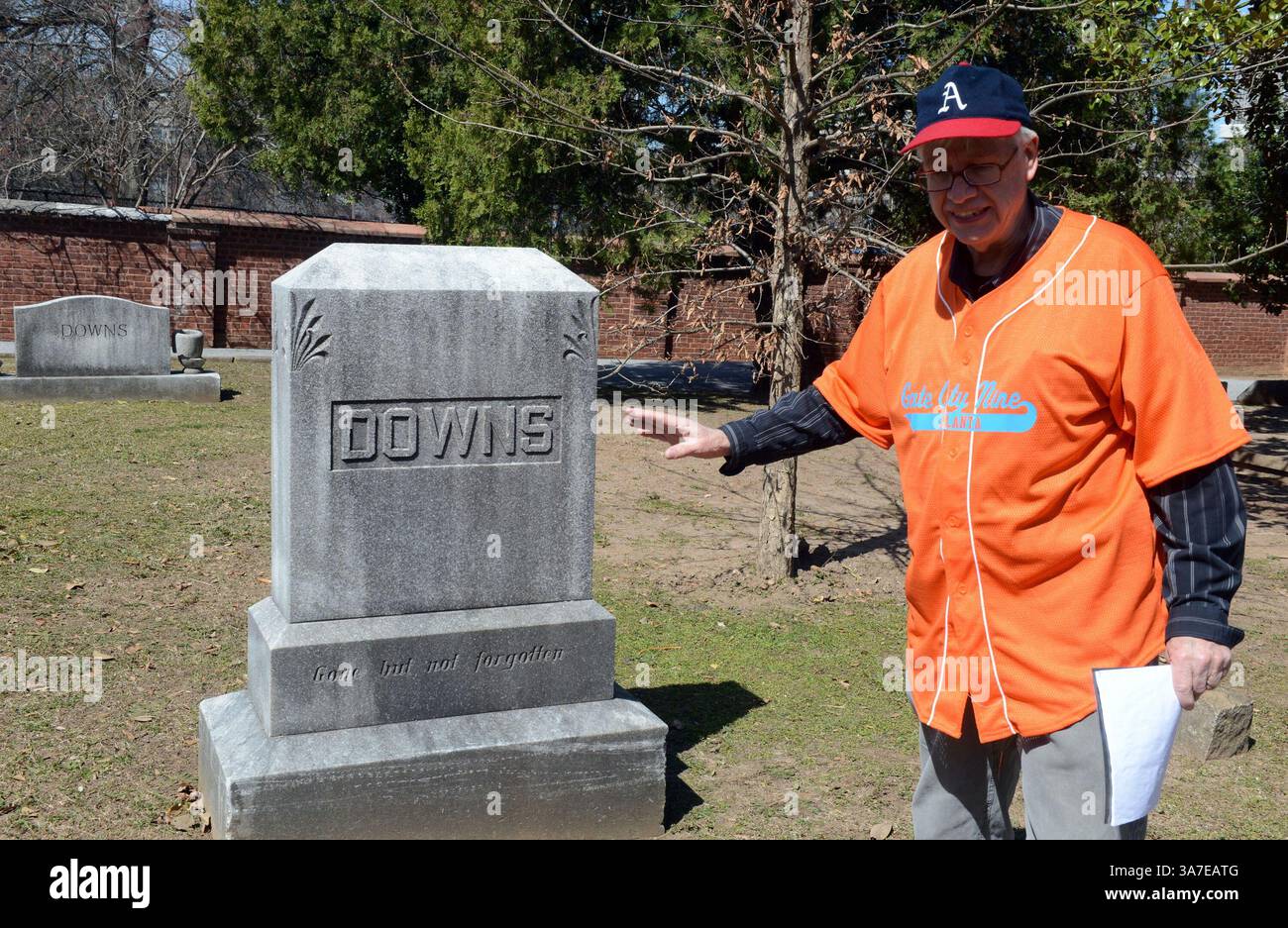 March 21, 2013 - Atlanta, GA, USA - Alan Morris shows graves of some of ...