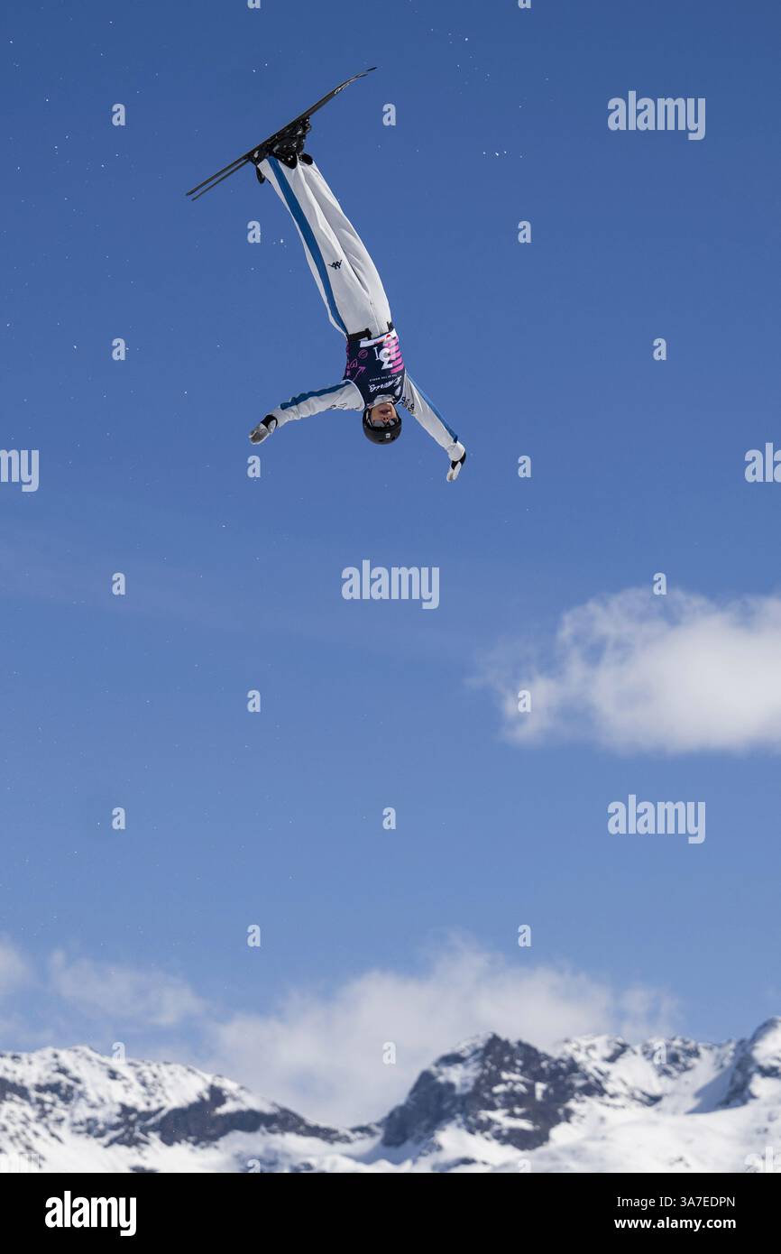 Kaila Kuhn of the U.S. competes in the Aerials Mixed Team competition ...