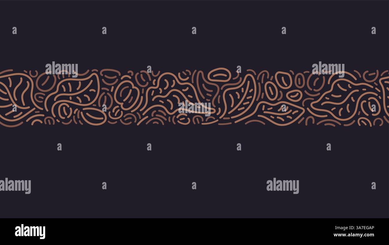 Coffee pattern. Tropical bush, abstract beans, line leaves. Aroma ...