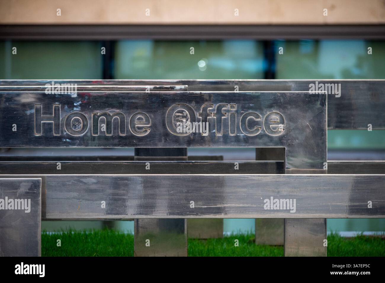 London, UK. 26th Mar, 2025. The logo of the Home Office outside of its ...
