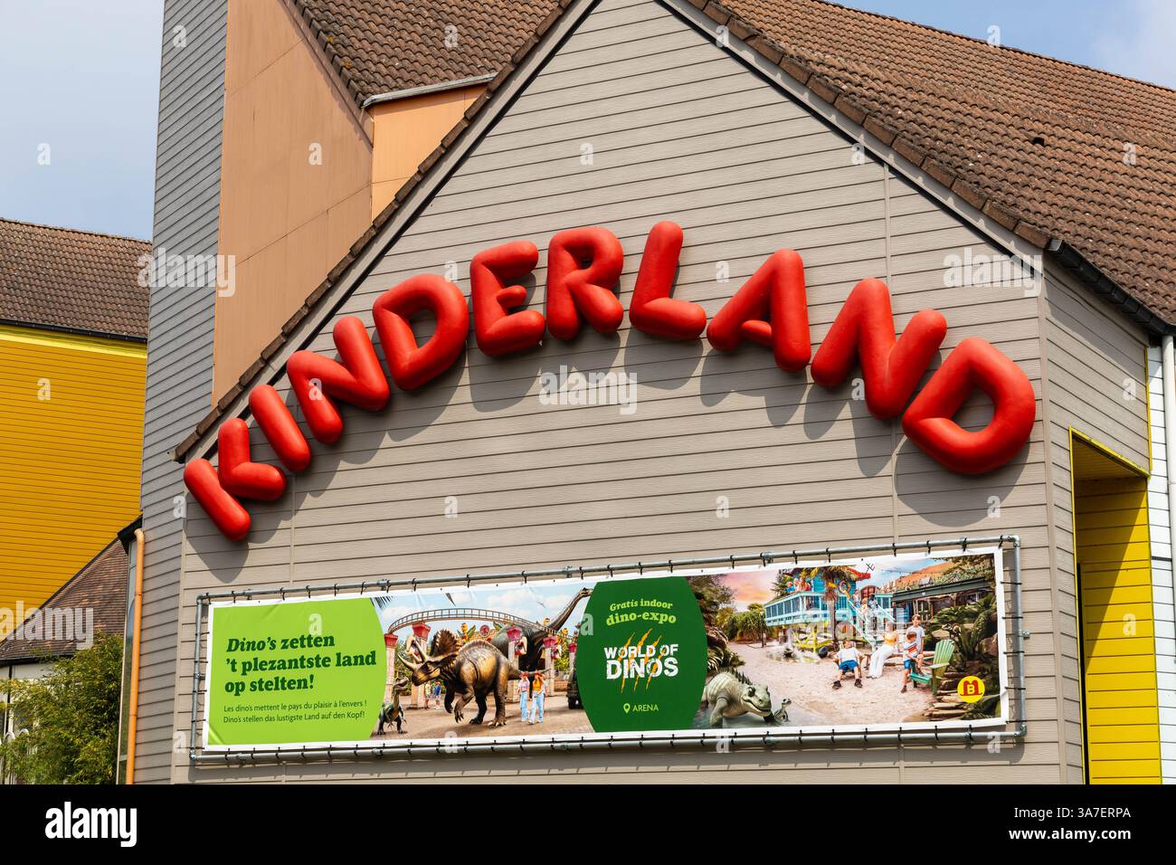 Kasterlee, Belgium. 19 May 2024. Red Kinderland letters in Amusement ...