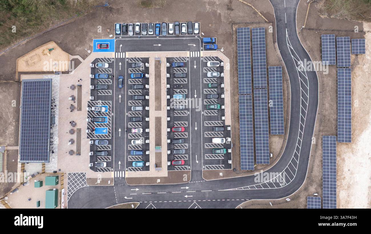 EDITORIAL USE ONLY Aerial view at the official opening of InstaVolt's largest and most advanced ...