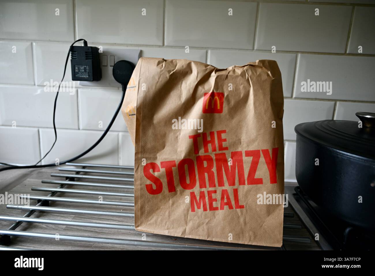 a macdonalds stormzy meal brown paper bag in london england uk Stock ...