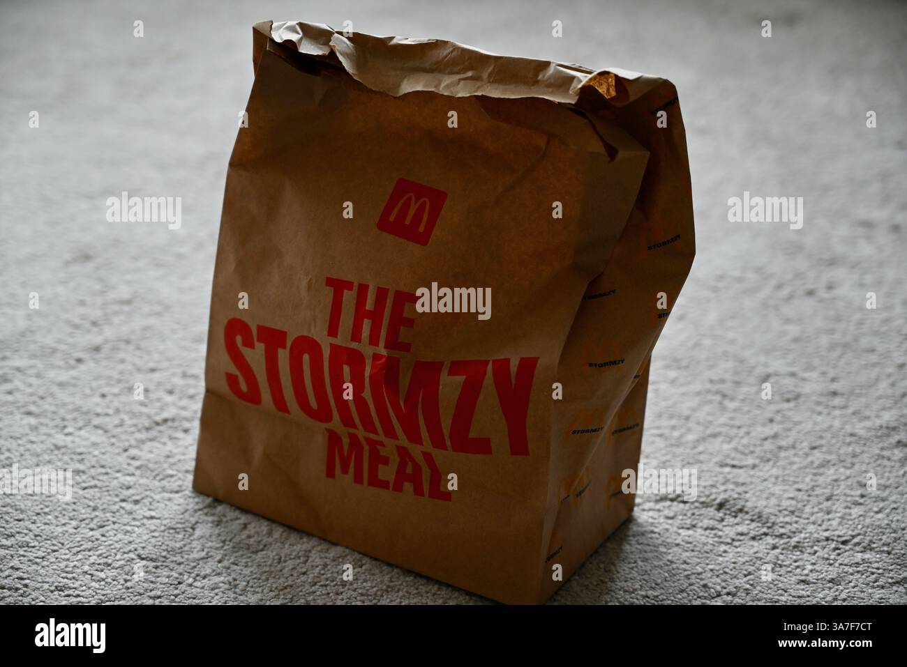 a macdonalds stormzy meal brown paper bag in london england uk Stock ...