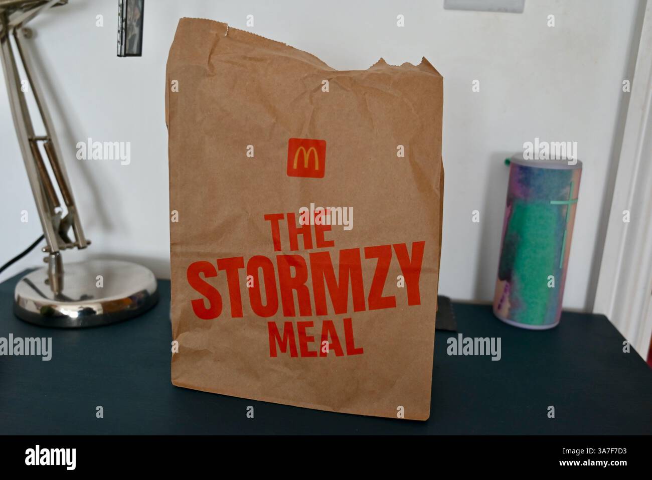 a macdonalds stormzy meal brown paper bag in london england uk Stock ...