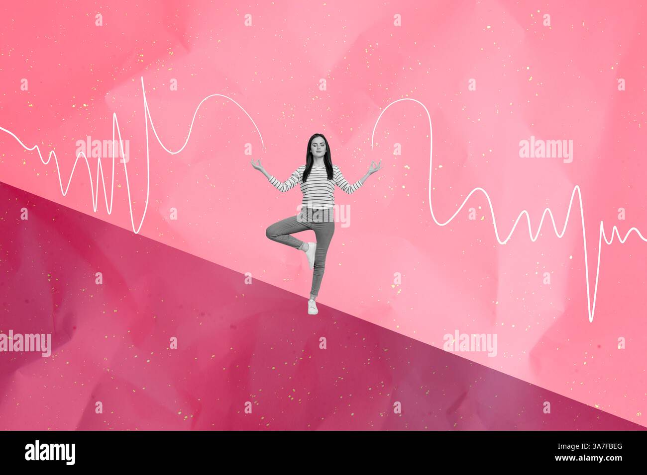 Template sketch image composite collage of pose yoga harmony relax ...
