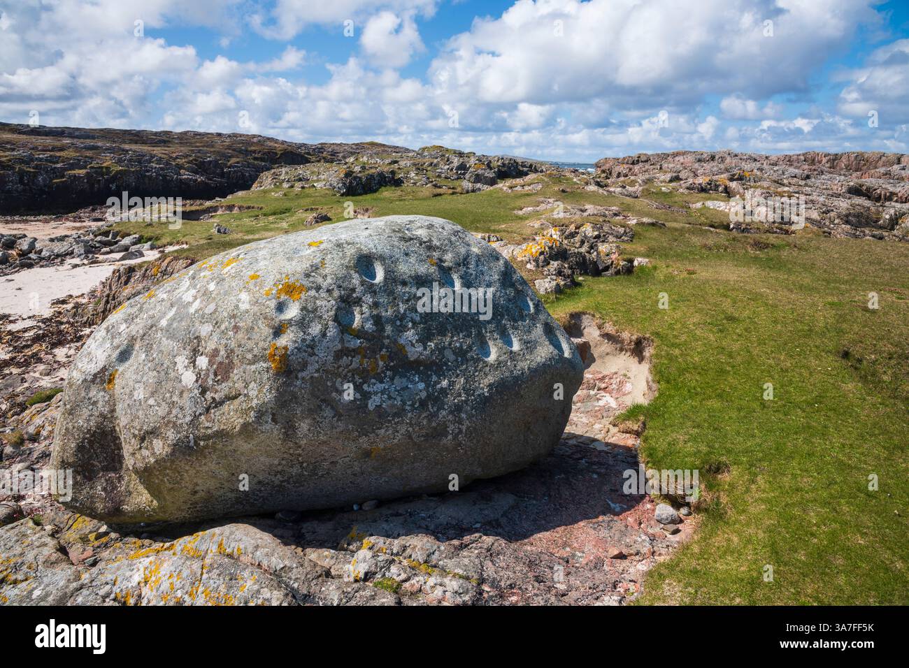 Ringing Stone, ancient cup marked stone, Isle of Tiree, Inner Hebrides ...
