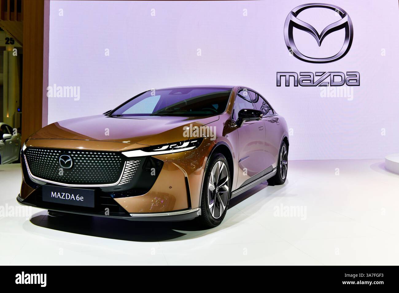Thailand - March 26, 2025 : New Mazda A6e or Mazda EZ-6 is a mid-size fastback built on the same ...