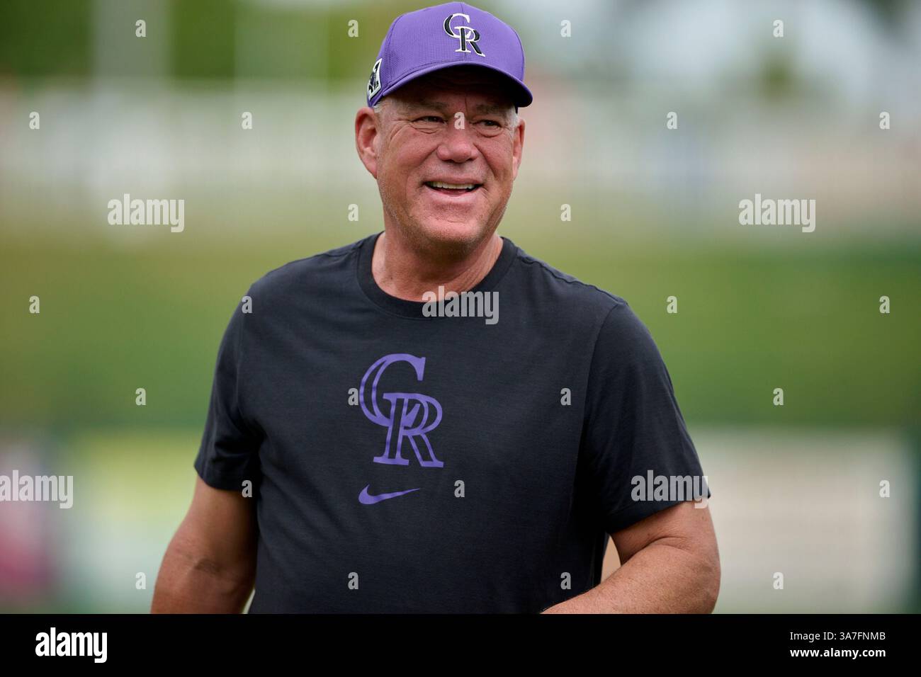 Colorado Rockies coach Ronnie Gideon (53) during practice before an MLB ...