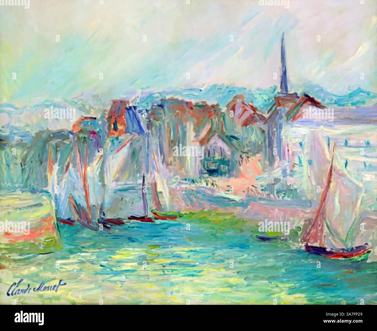 Boats in the Port of Honfleur, Sketch, 1917 (Painting) by Monet, Claude ...