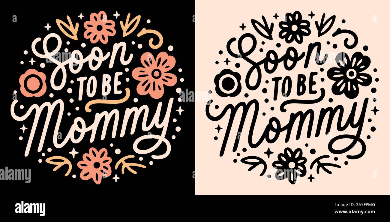 Soon to be mommy lettering badge for pregnancy baby girl announcement ...