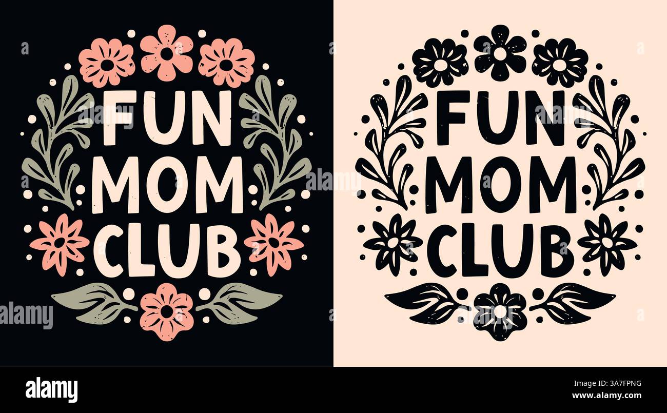 Fun mom club lettering moms self love mother quotes for funny weird ...