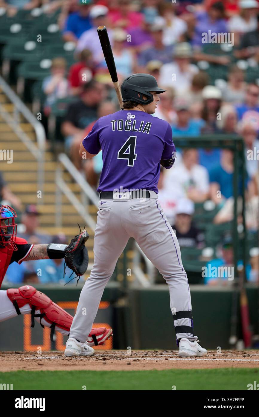 Colorado Rockies Michael Toglia (4) at bat during an MLB Spring ...