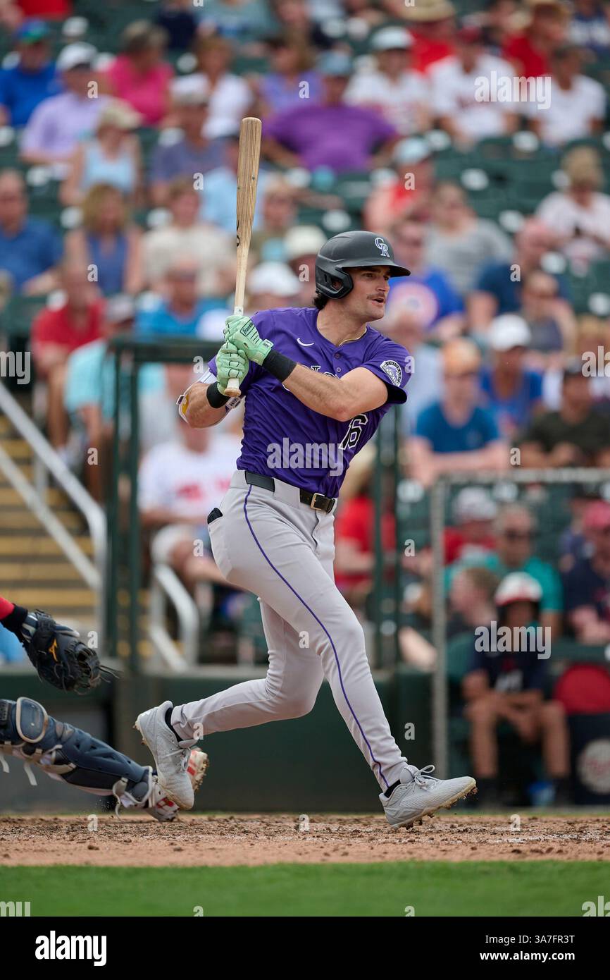 Colorado Rockies Sam Hilliard (16) at bat during an MLB Spring Training ...