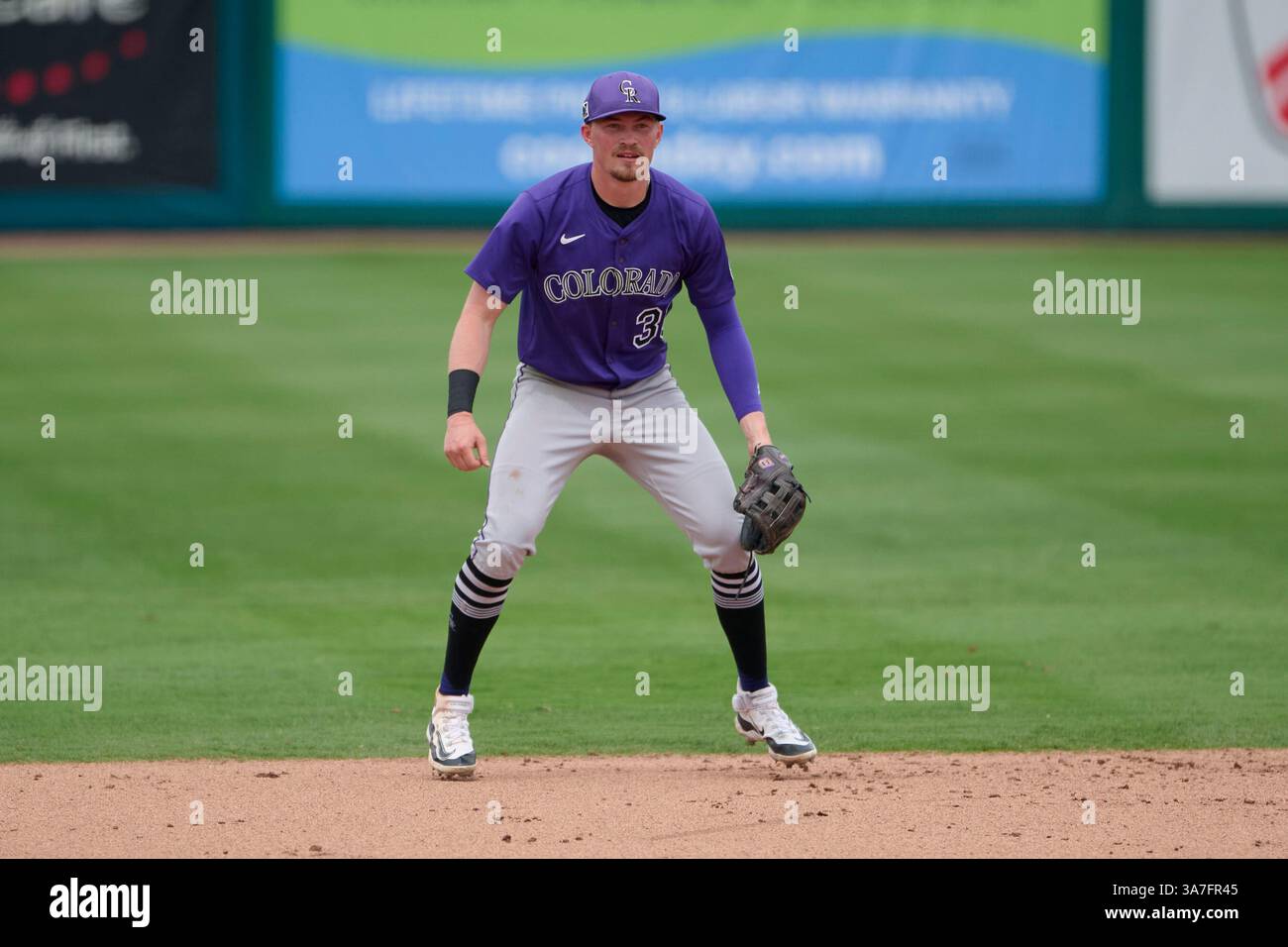 Colorado Rockies shortstop Aaron Schunk (30) during an MLB Spring ...